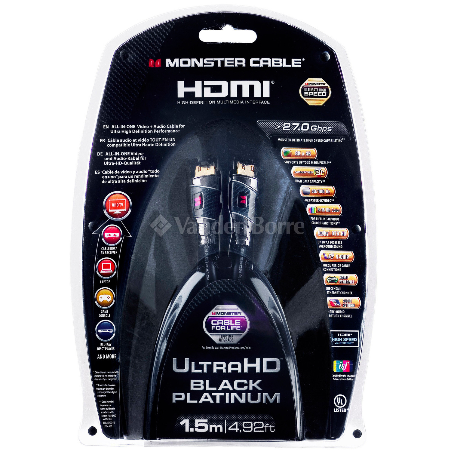 MONSTER HDMI BLACK PLATINUM 1.5M | Vanden Borre